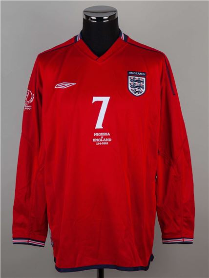David | David Beckham red and blue No.7 England match issued long ...
