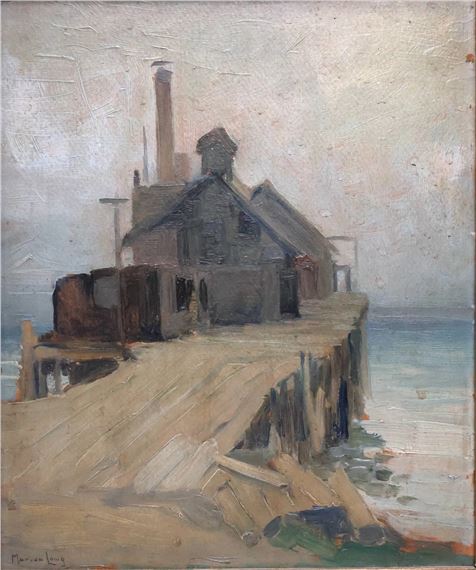 Marion Long | Showing wood buildings on a peer | MutualArt