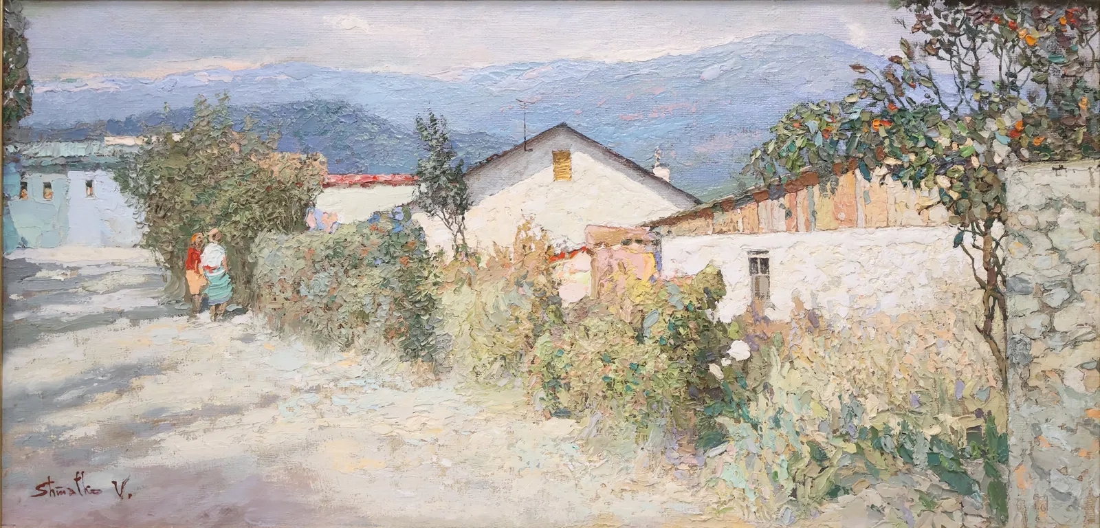 Valeriy Shmatko | Showing figures talking at the edge of a village ...