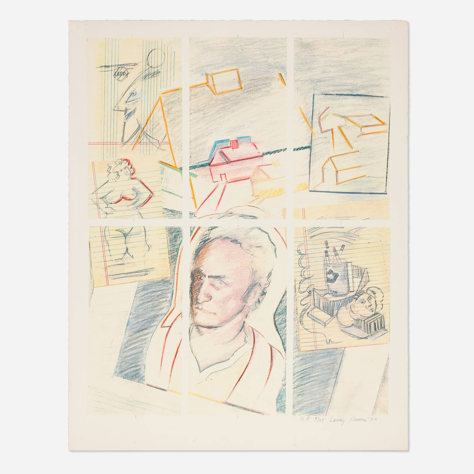 Larry Rivers | Sketches and Self-Portrait (1982) | MutualArt