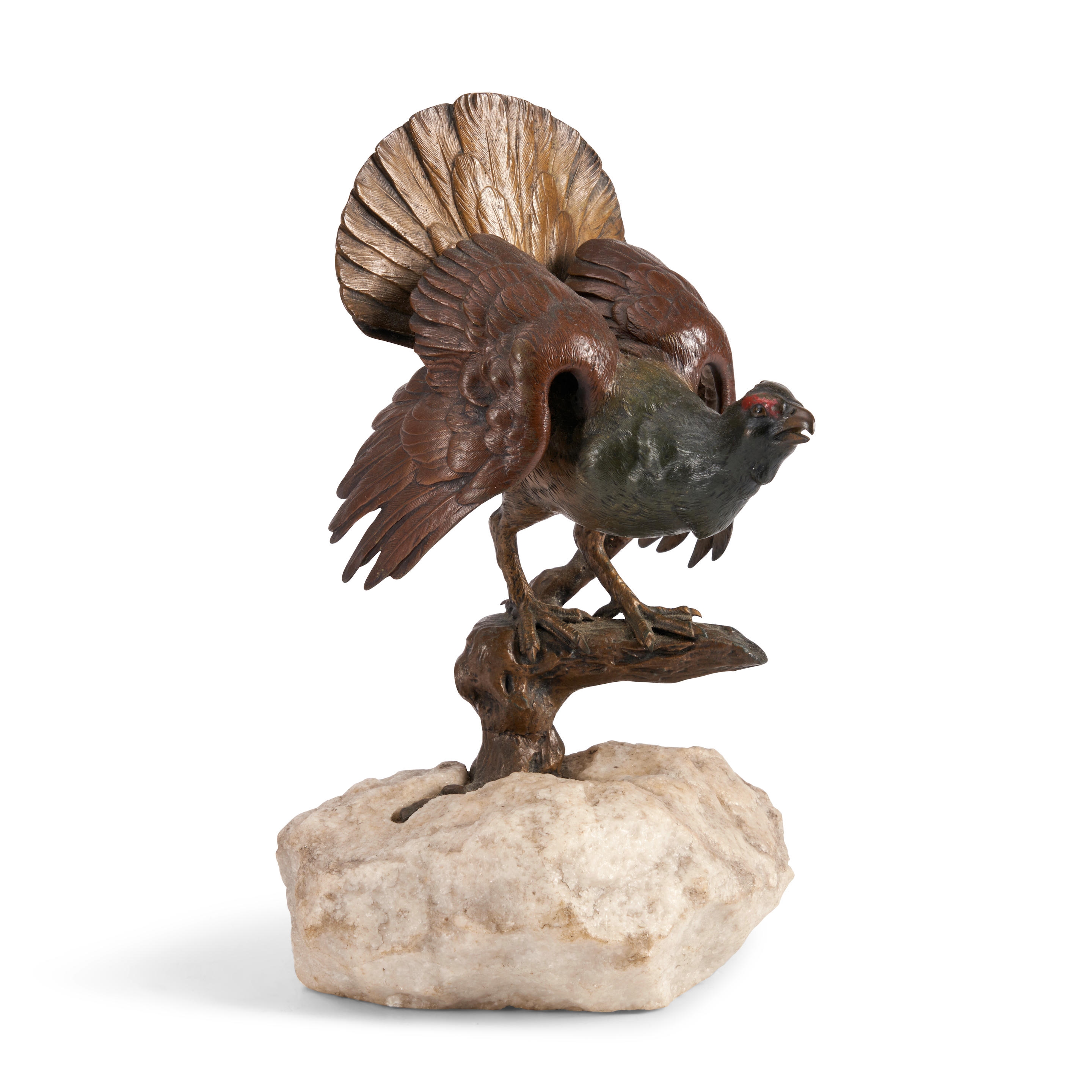 Franz Xaver Bergmann | Cold painted bronze model of a wild turkey ...