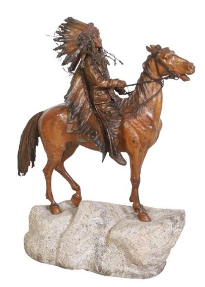 Carl Kauba | Carl Kauba Bronze Chief on Horseback | MutualArt