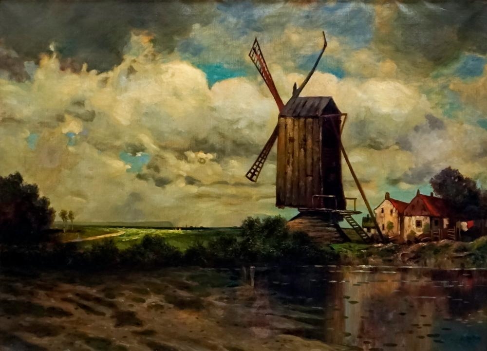 Karl Heffner | Windmill in a European Landscape | MutualArt