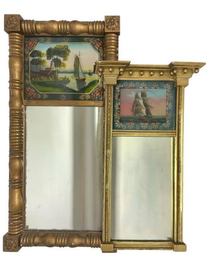 Above | Two Gilded Wall Mirrors with Painted Panels | MutualArt