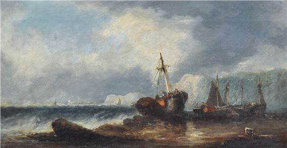 William Calcott Knell | Fishing boats off the coast | MutualArt