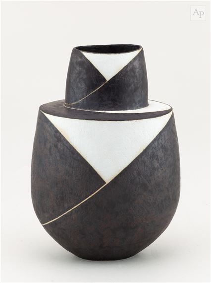 John Ward | JOHN WARD (1938-2023); an oval stoneware black and white ...