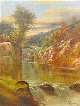 H. Foley | Stone Bridge and Waterfall | MutualArt