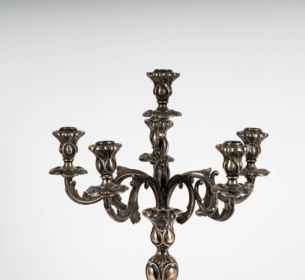 Jewelry | A German .900 Silver Rococo-Style Six-Light Candelabrum ...
