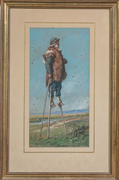 Charles S. Giraud | Landes shepherd on stilts | MutualArt