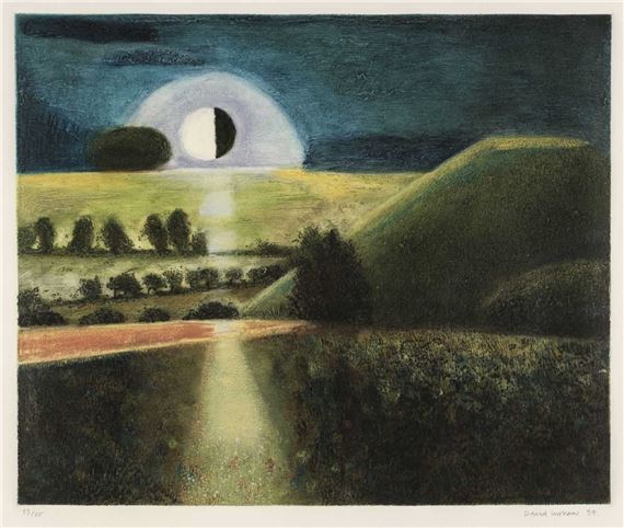 David Inshaw | Silbury Hill at Night (1994) | MutualArt