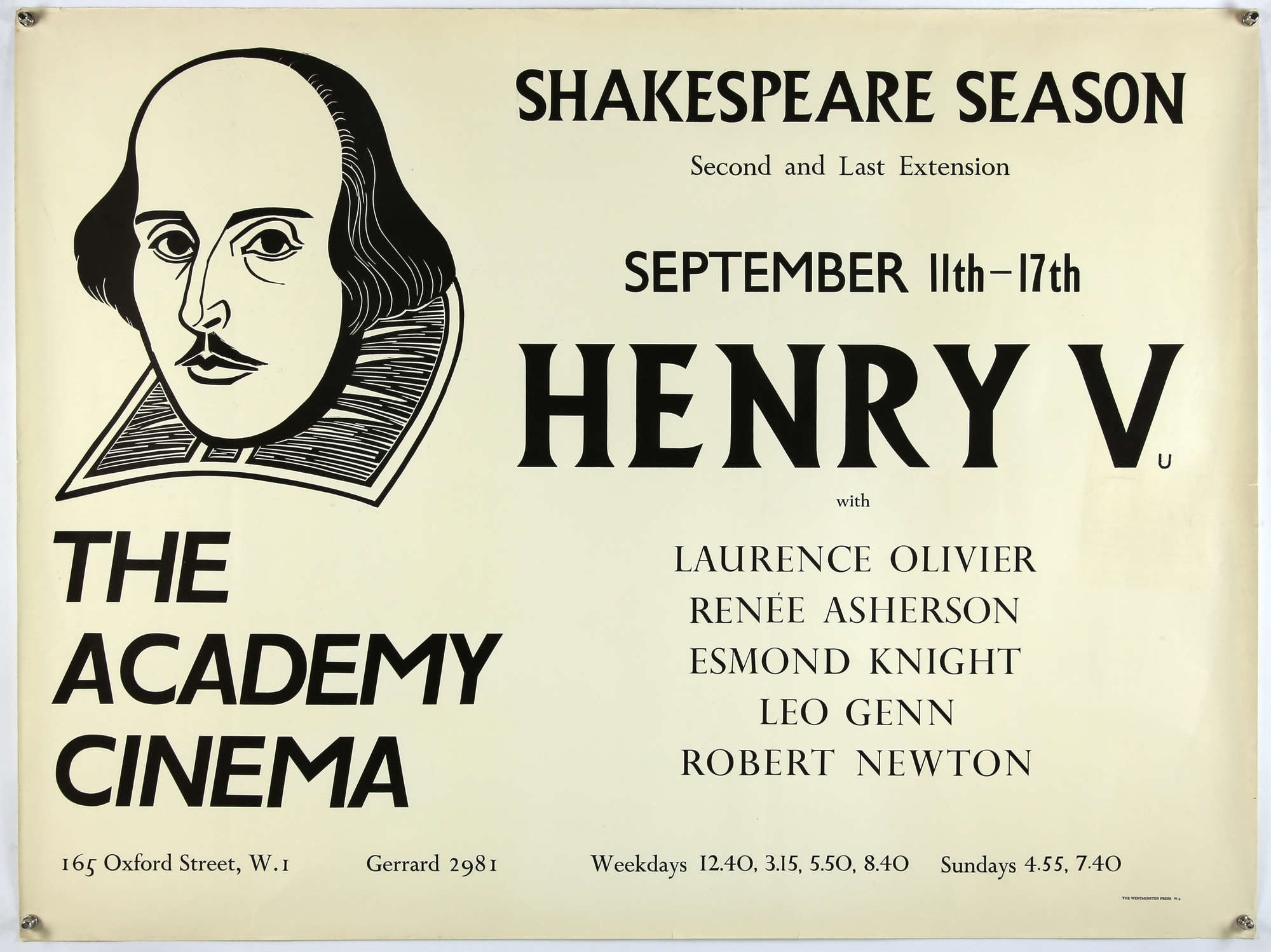 Peter Strausfeld | Henry V (1944), British Quad, Double Bill, 40 x 30 ...