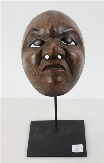 Hamilton | Japanese Ceremonial Wood Mask on Iron Stand | MutualArt