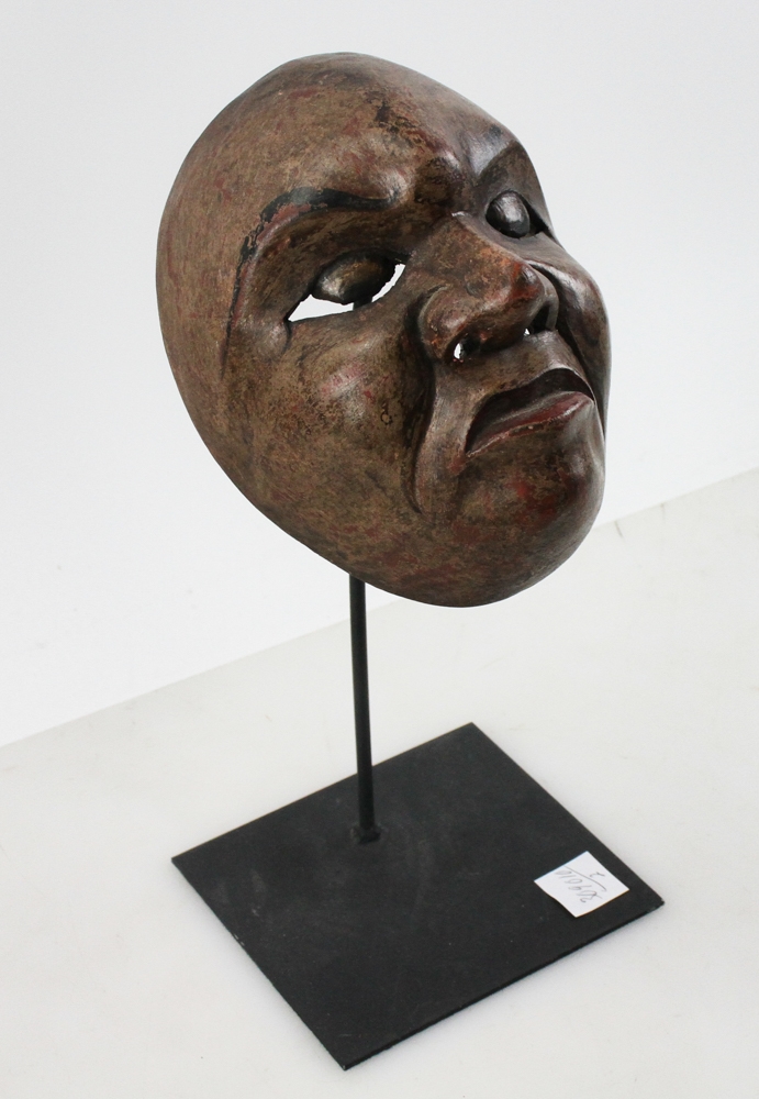 Hamilton | Japanese Ceremonial Wood Mask on Iron Stand | MutualArt