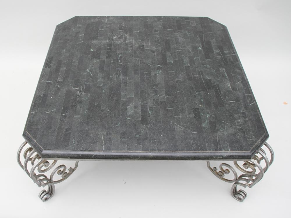 John Samuel Beswick | Wrought Iron Cocktail Table with Marble Top ...