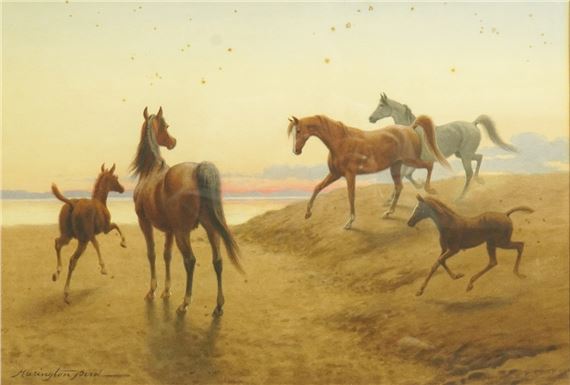 John Alexander Harrington Bird | 1846-1936) Arabian horses and foals in ...