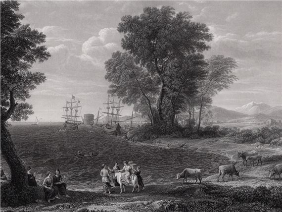 Claude Lorrain | 1800s Claude Lorrain Engraving Jupiter deceives Europa ...