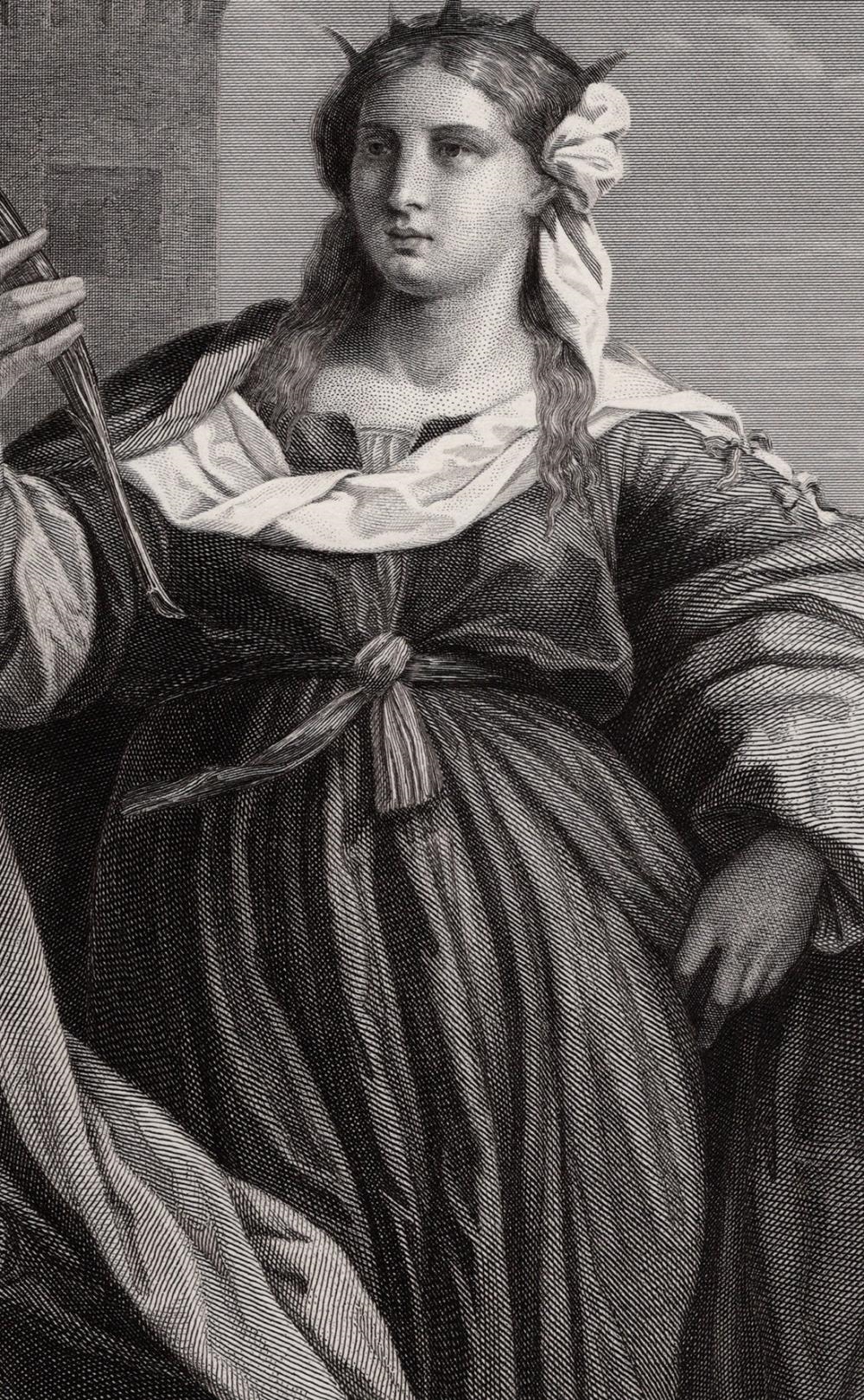 Jacopo Palma il Vecchio | 1800s Palma Vecchio Engraving Saint Barbara ...