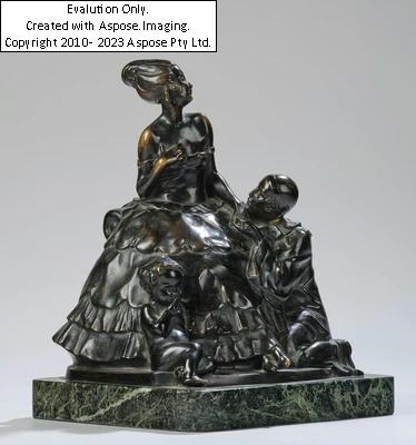 Josef Lorenzl | A gallant Pierrot kneeling at the feet of a lady and a ...