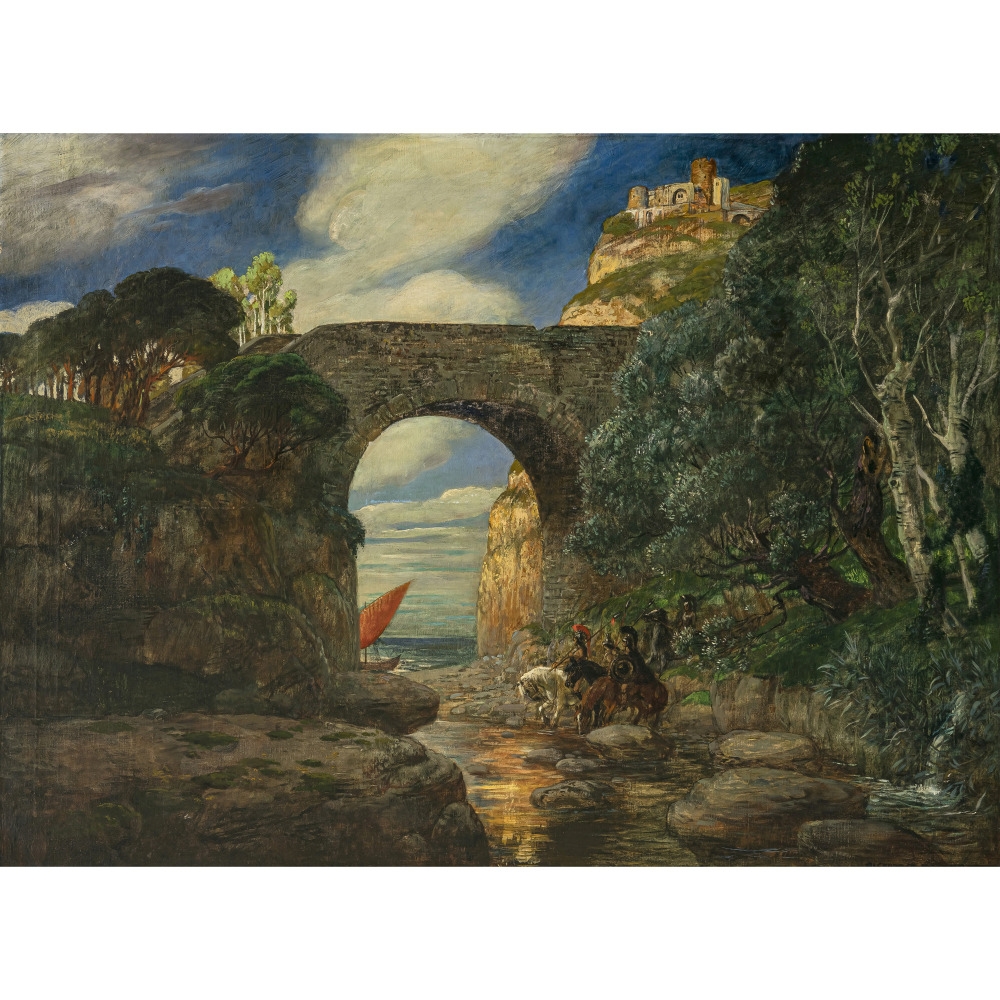 Alexander Frenz | Amazons under a bridge arch (1861) | MutualArt