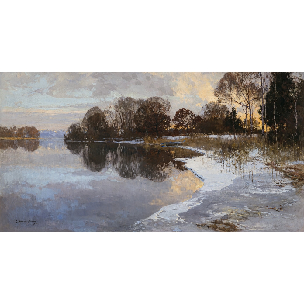 Edward Harrison Compton | Shore of the Lake Starnberg in winter (1905 ...