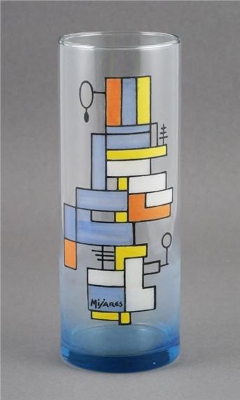 José María Mijares | Abstract hand painting on clear glass vase by ...