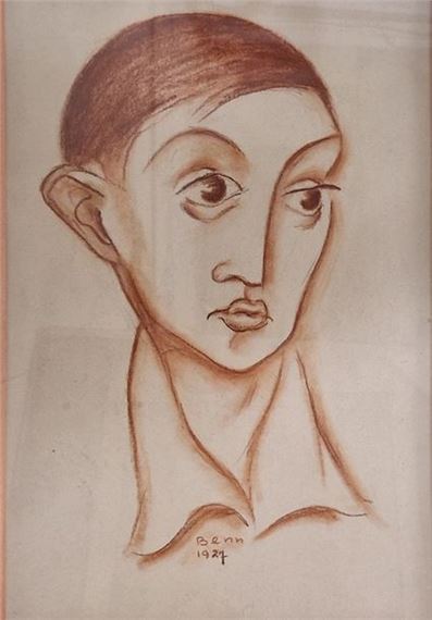 Bencion Benn Rabinowicz | BENN, 1905-1989, Auoportrait, 1927, red chalk ...