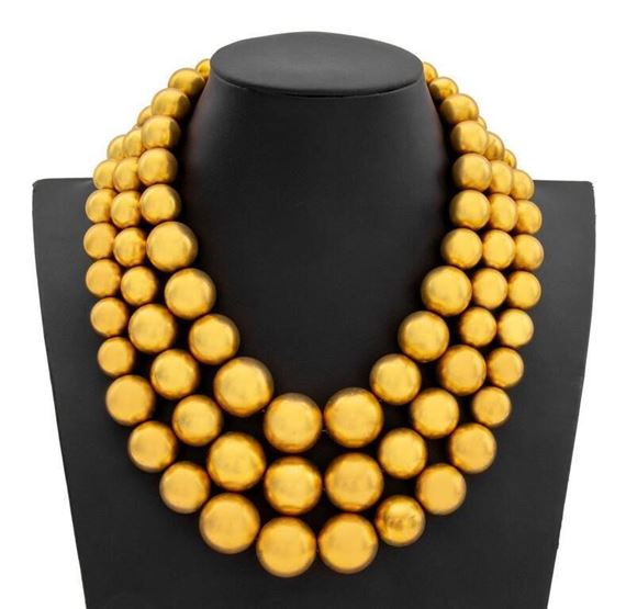 Jewelry | Multi-Strand Graduated Gilt Brass Bead Necklace | MutualArt