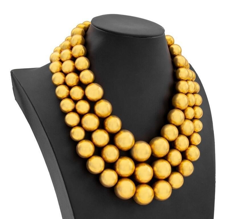 Jewelry | Multi-Strand Graduated Gilt Brass Bead Necklace | MutualArt
