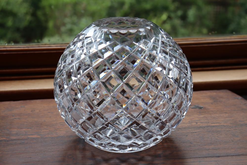 Large | Large heavy cut crystal ball form vase | MutualArt