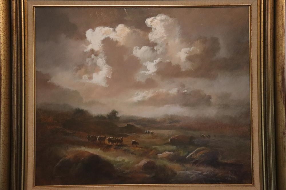 Carl Stringfellow | Sheep in rural vista (1979) | MutualArt