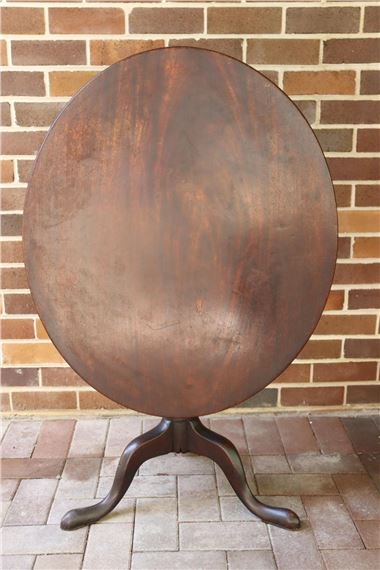 George | Antique English George III snap top mahogany tea table of oval ...