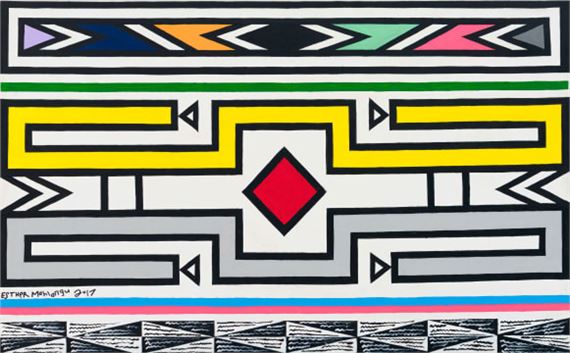 Esther Mahlangu | Untitled (Ndebele Pattern with Red Diamond) (2017 ...