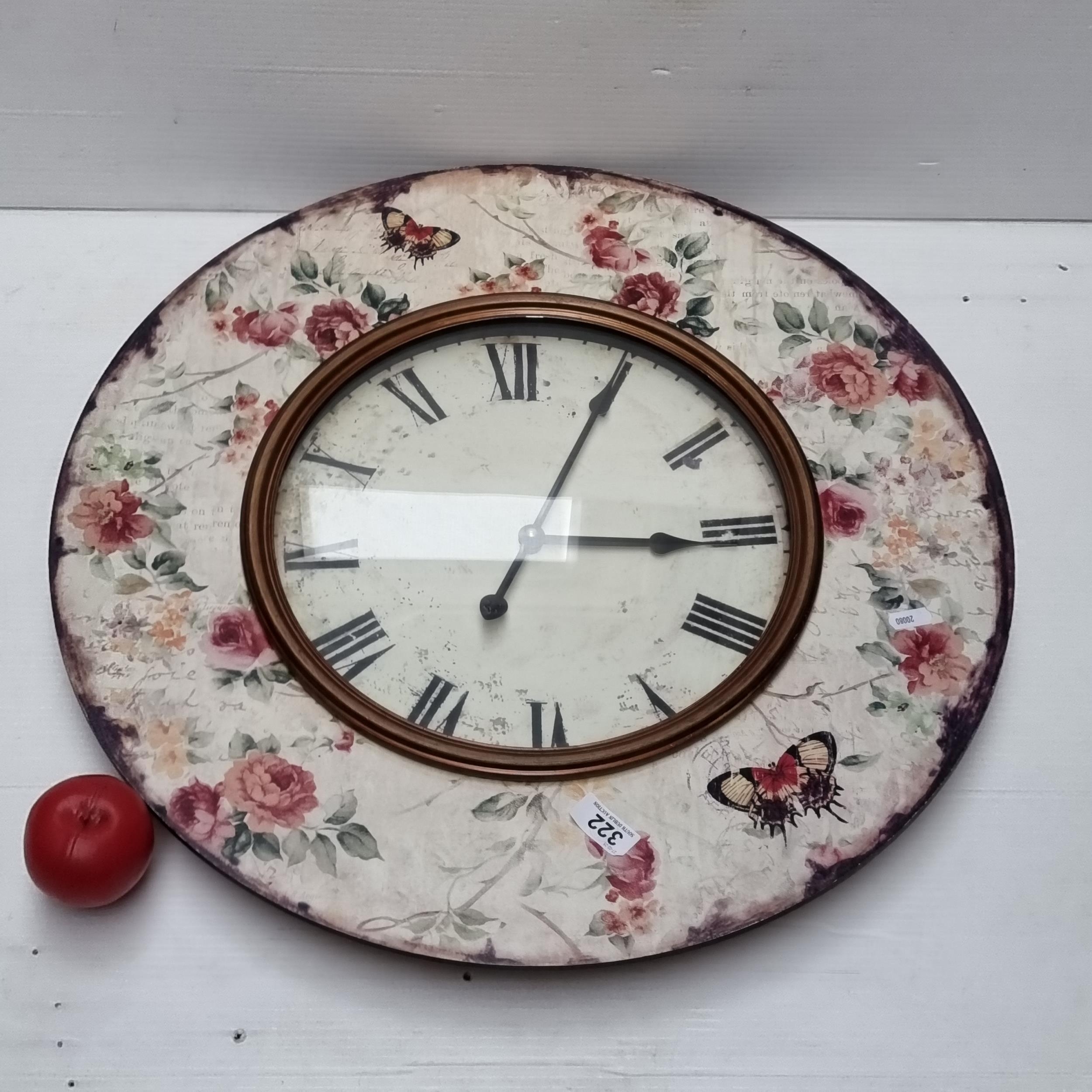 Large | A very pretty large circular wall clock featuring a glass fr ...