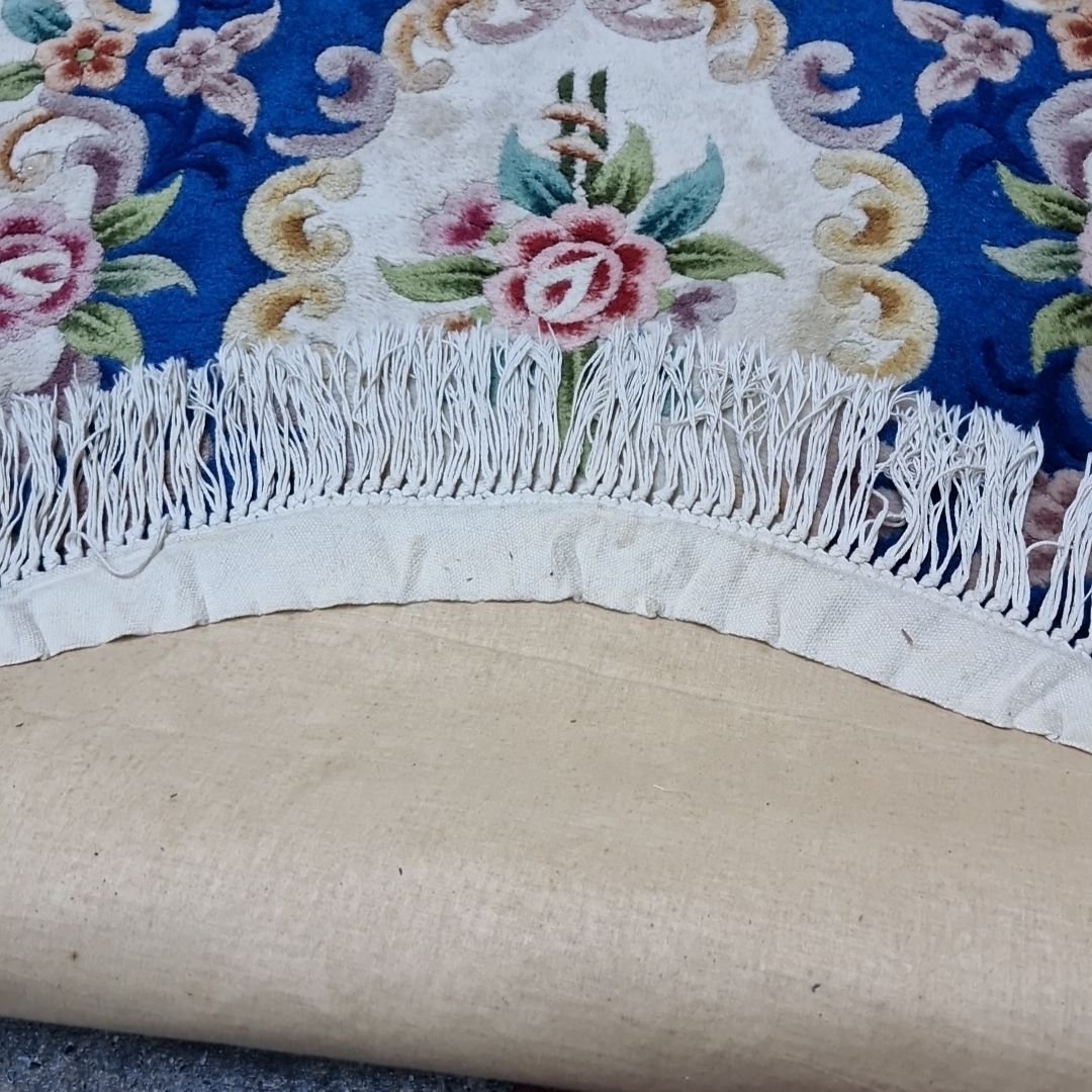 Aubusson | Oval wool Aubusson-style rug with vibrant floral motifs on a ...