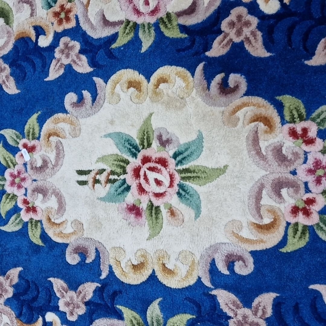 Aubusson | Oval wool Aubusson-style rug with vibrant floral motifs on a ...