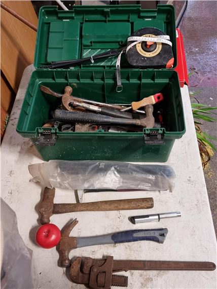 Green | Large Green space savers tool box, containing hammers | MutualArt