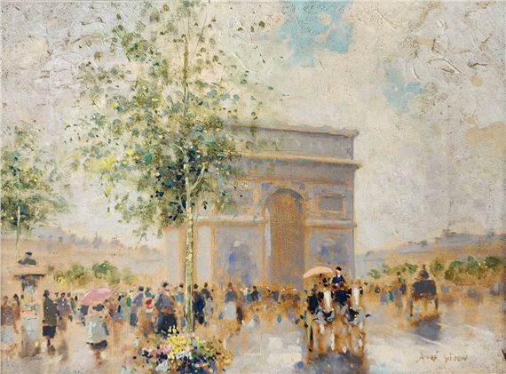 Andre Gisson | A Paris Street Scene in front of the Arc de (1940 ...