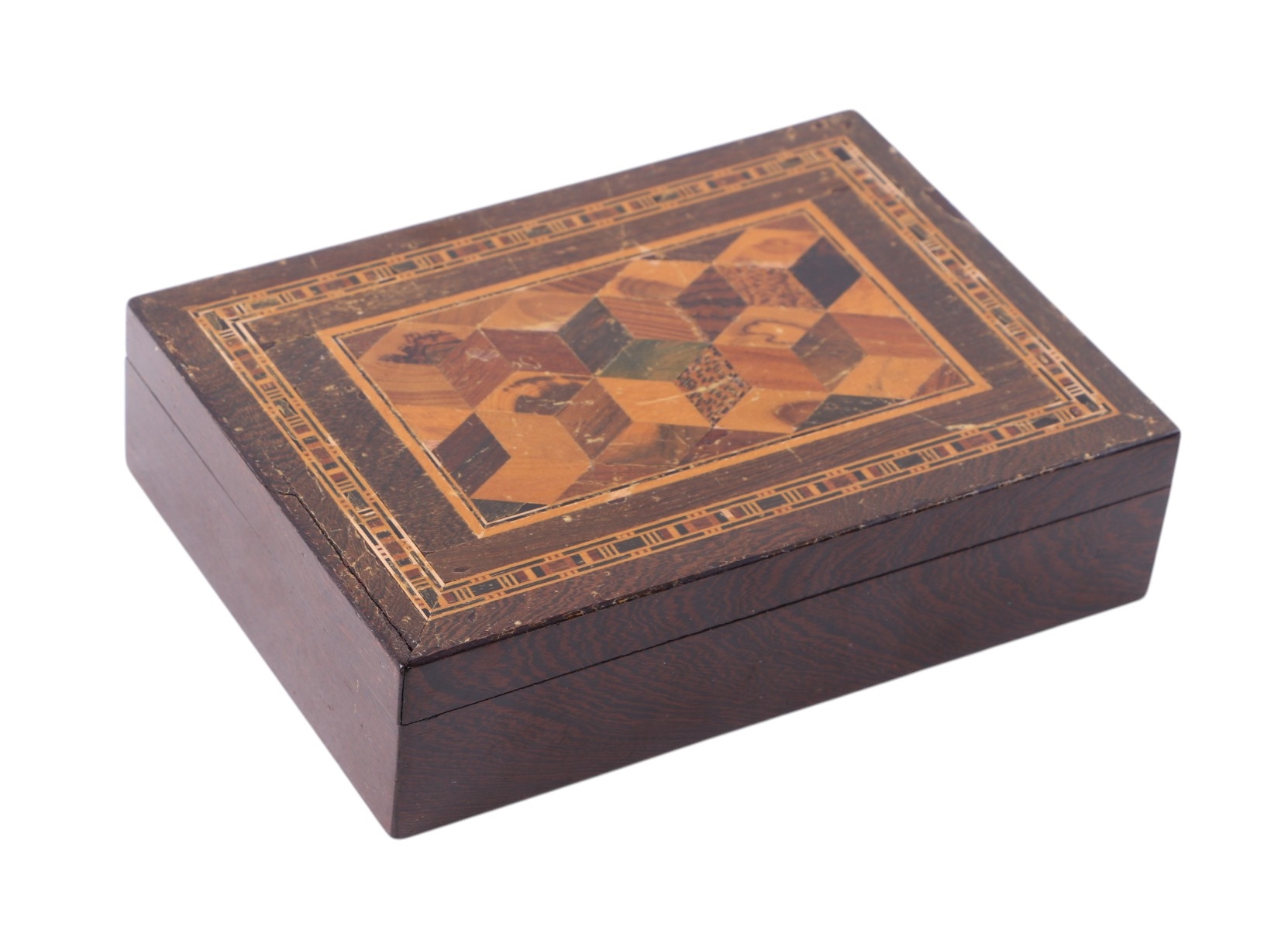 Block | A 19th century Tunbridge ware Tumbling block two division ...