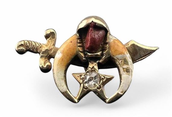 Diamond | 14K Diamond Enamel Fraternal Pin | MutualArt