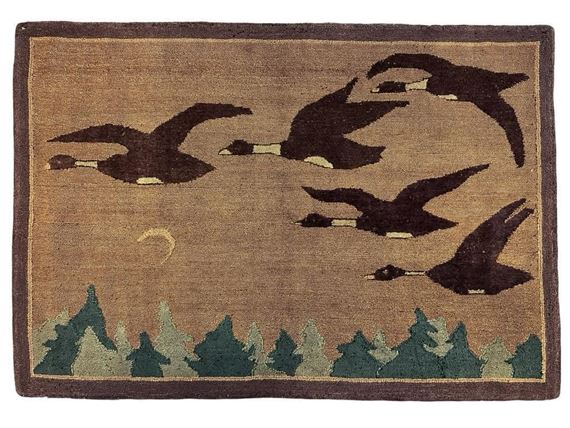 Wilfred Lang | GRENFELL LABRADOR RUG - RARE FIVE FLYING GEESE (1920 ...