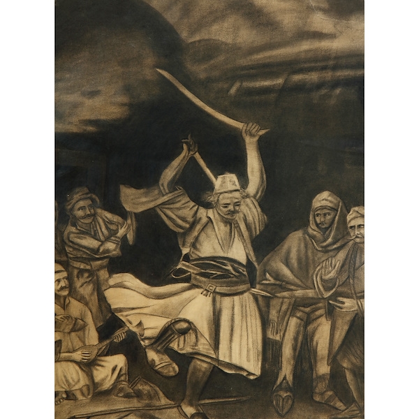 Ottoman School, 19th Century | Ottoman Sword Dance Pencil Drawing (19th ...
