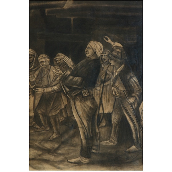 Ottoman School, 19th Century | Ottoman Sword Dance Pencil Drawing (19th ...