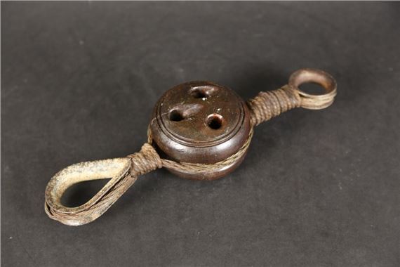 Block | An early timber dead eye block having three holes to interior ...