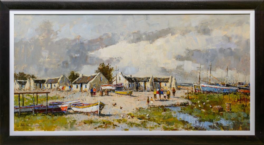 Phillip Britz | Cape Fishing Village with Figures & Fishing Boats ...