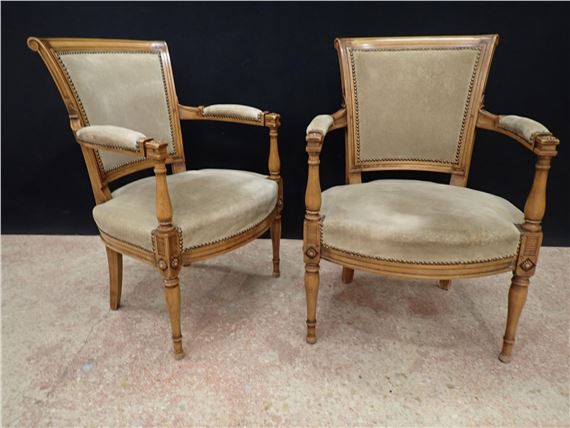 Directoire | Paire de fauteuils cabriolets de style Directoire naturel ...