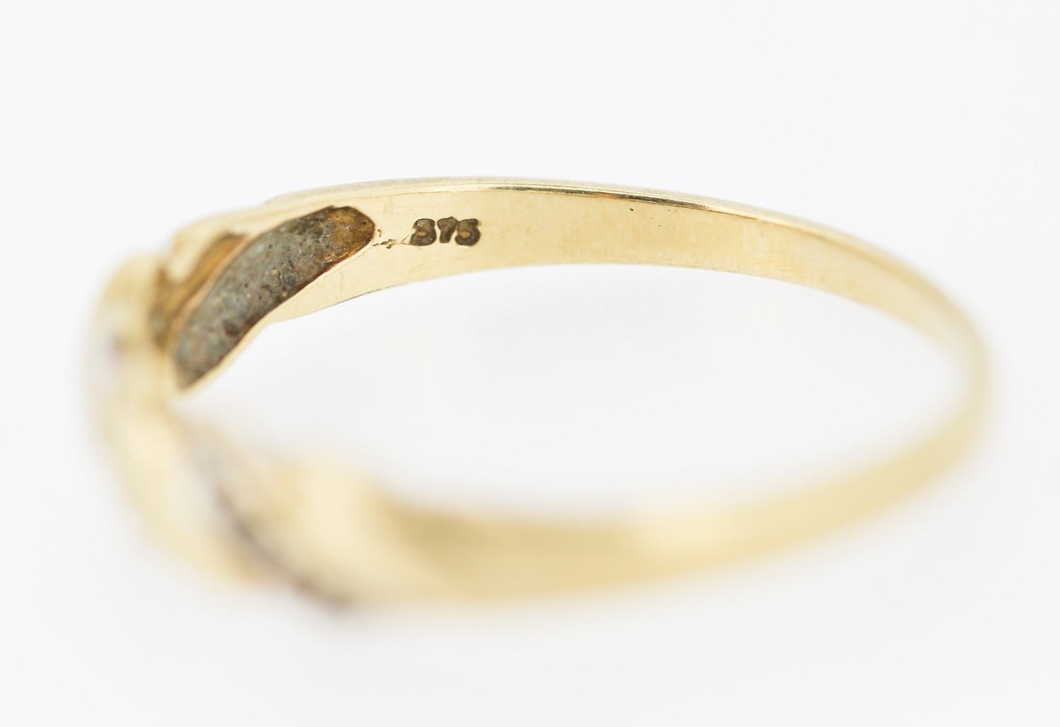 Diamond | 9 Carat Yellow Gold Twist Form Ring with Diamond Insets Ring ...