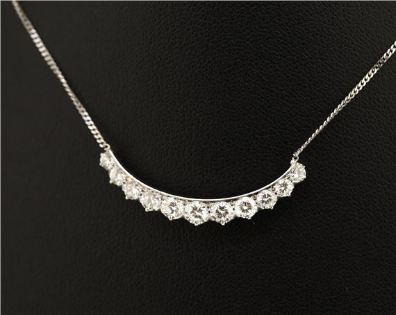 Diamond | Diamond Set Crescent Form Eleven Stone Pendant Necklace Moun ...
