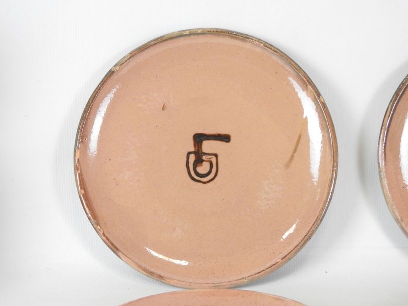 Anne Dangar | Two pairs of brick-glazed ceramic plates | MutualArt