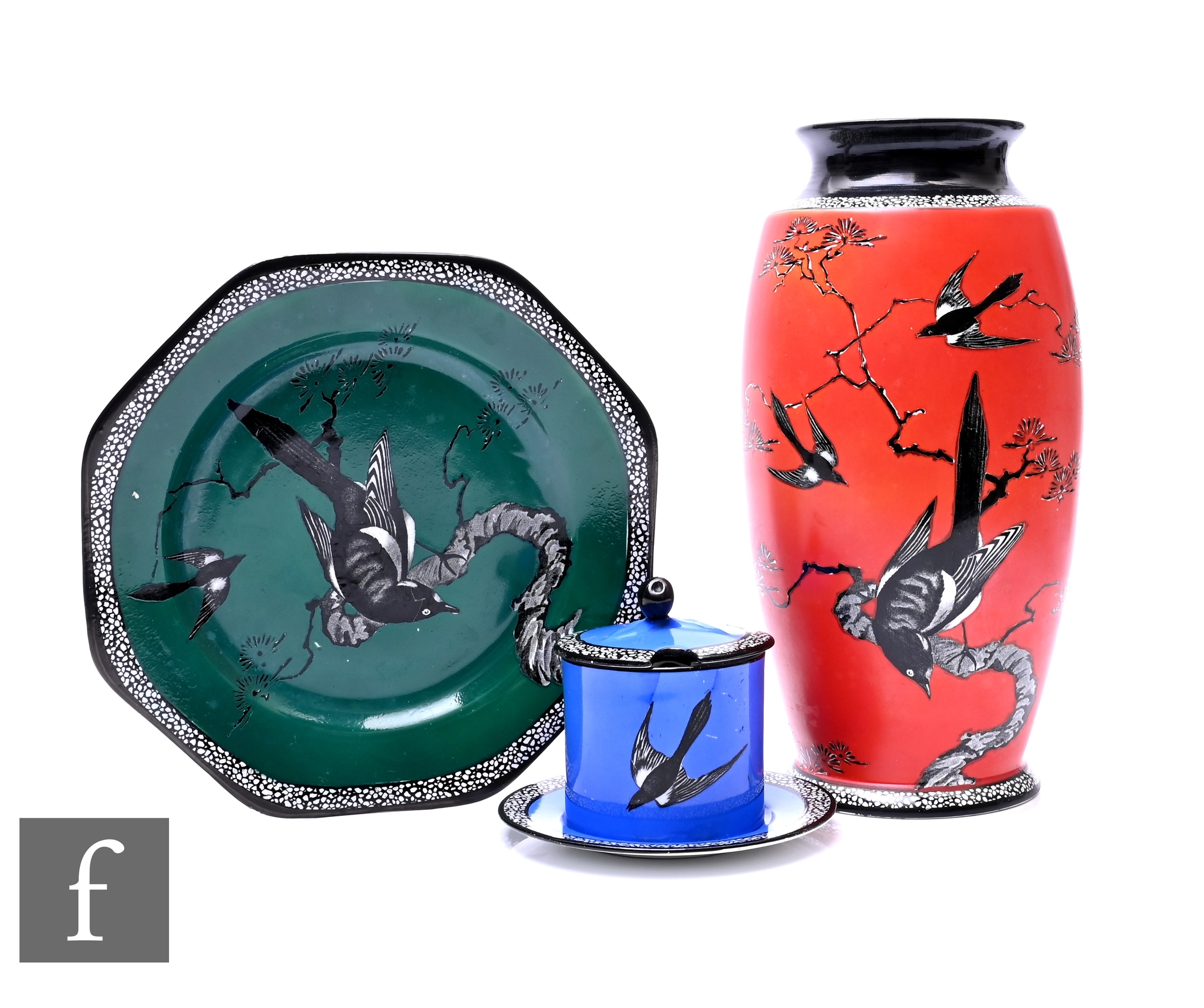 Carlton Ware | Carlton Ware - Magpie - A swollen sleeve form vase ...