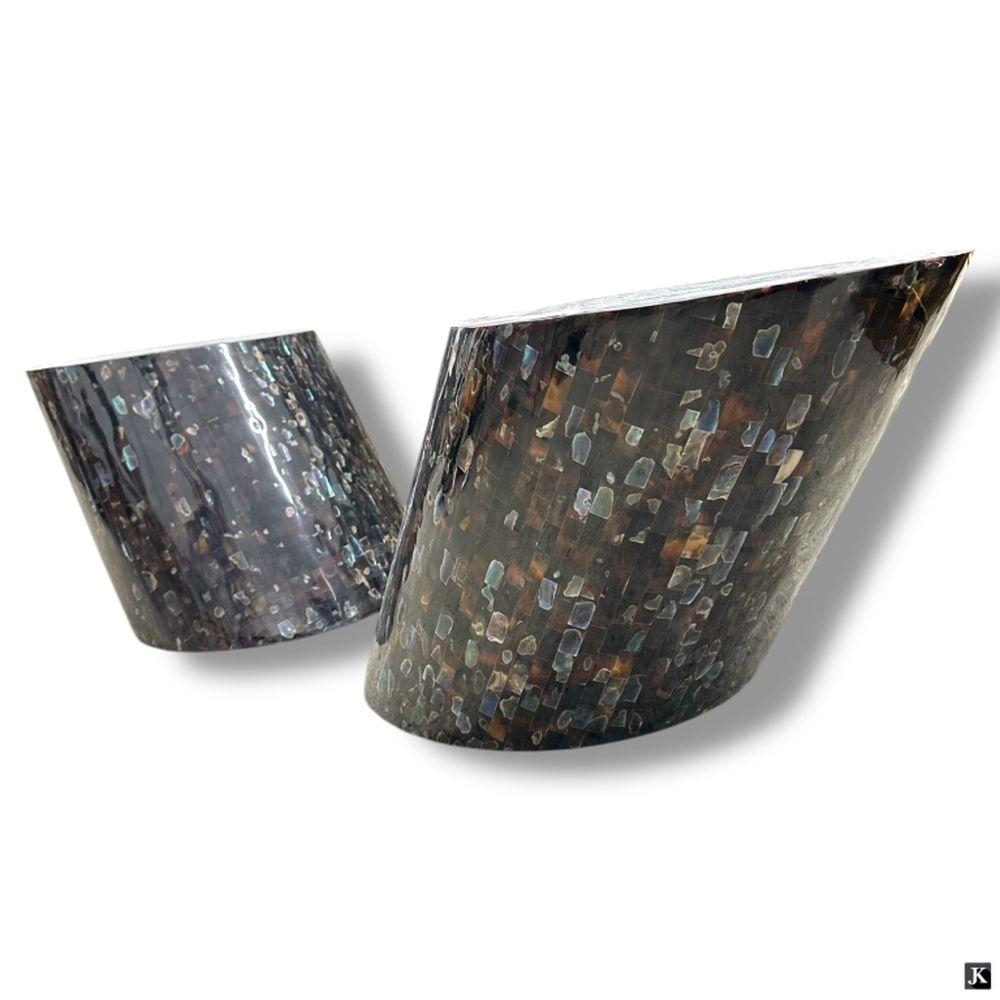 Karl Springer | Two Karl Springer Tiled Mother of Pearl End Tables ...